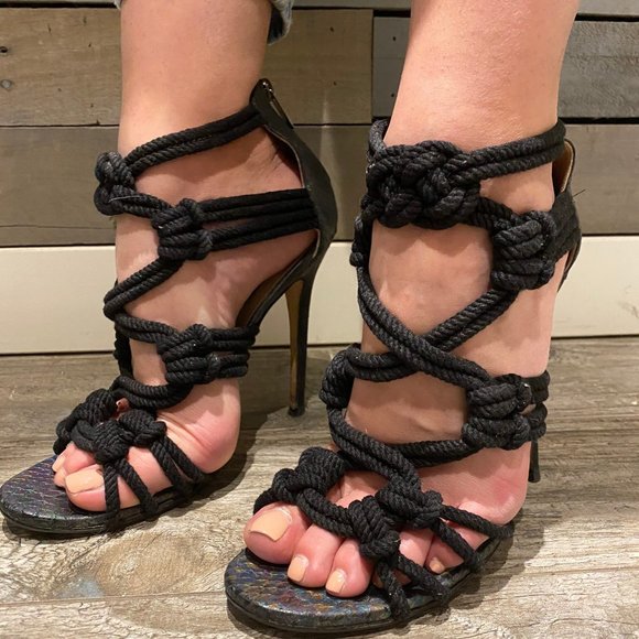 Jimmy Choo | Shoes | Jimmy Choo Kalmar Rope Sandals In Black | Poshmark